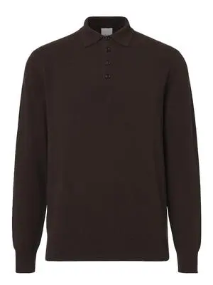ALLUDE Cashmere Polo Sweater - Brown