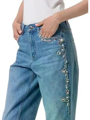 FRACOMINA Embellished Mom-fit Jeans - Blue