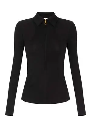 Elisabetta Franchi Lightweight Jersey Top With Zip - Black