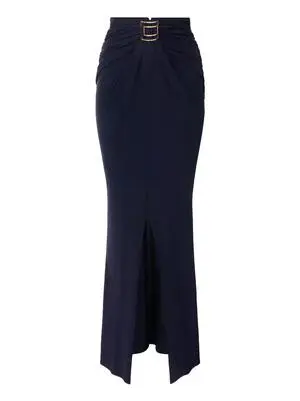 Elisabetta Franchi Skirt In Crêpe Jersey Fabric With Jewel Logo - Blue