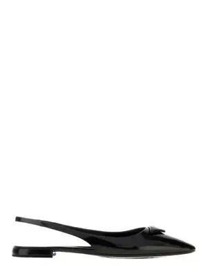 Prada Logo-plaque Slingback Flat Pumps - Black