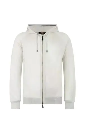 MOORER Zip-up Drawstring Hoodie - Grey