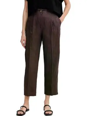 BENETTON Pleated Straight-leg Cropped Trousers - Brown