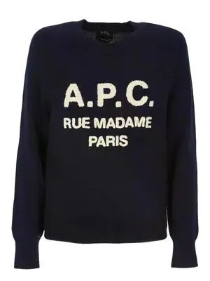 A.p.c. Logo-embroidered Raglan-sleeve Sweater - Blue
