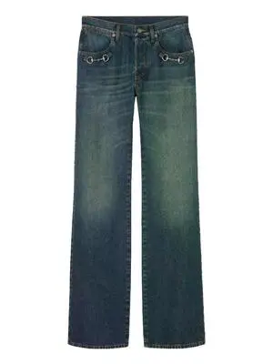 Gucci Horsebit Faded Jeans - Blue
