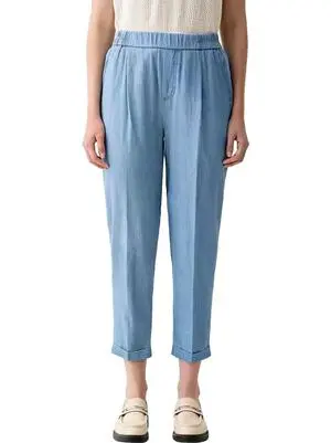 BENETTON Elasticated-waist Tapered Trousers - Blue