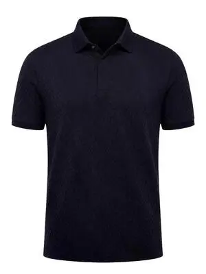 Emporio Armani Diamond-textured Polo Shirt - Blue