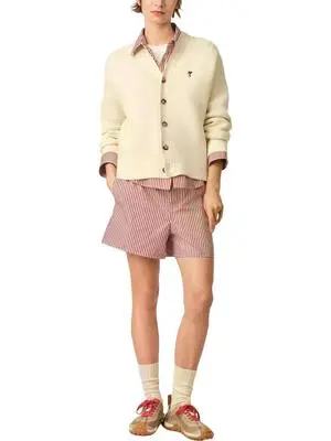 AMI Paris Cotton And Wool Arrow Cardigan - Neutrals