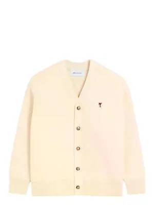 AMI Paris Cotton And Wool Arrow Cardigan - Neutrals