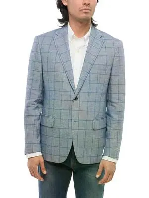 Corneliani Checked Single-breasted Blazer - Blue