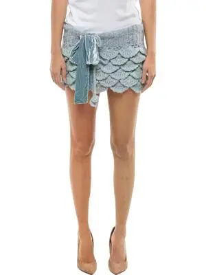 MATIMI Tiered Tie-detail Mini Skirt - Blue