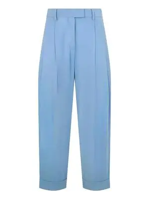 MOORER Pleated High-waisted Trousers - Blue