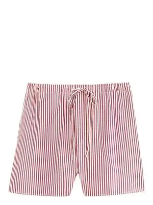 AMI Paris Cotton Arrow Striped Shorts - Red