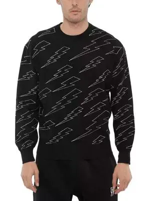 Neil Barrett Thunderbolt-embroidered Sweater - Black
