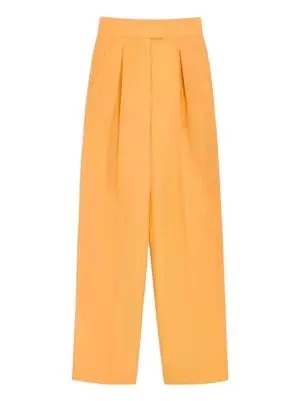 Valentino Garavani British Pleated Straight-leg Trousers - Orange