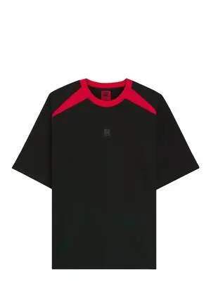 BOSS X Rb Logo-patch Panelled T-shirt - Black