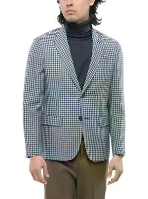 Corneliani Checked Single-breasted Blazer - Blue