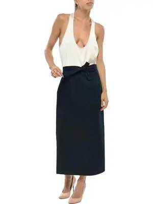 SUPER BLOND Belted Midi High-waisted Skirt - Blue