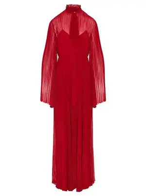 Gucci Pleated Pussy-bow Long-sleeved Maxi Dress - Red