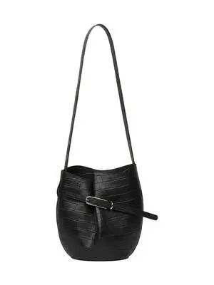 LIFFNER Belted Bucket Bag Croc - Black