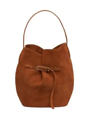 LIFFNER Belted Bucket Bag Large Saddle Suede - Brown