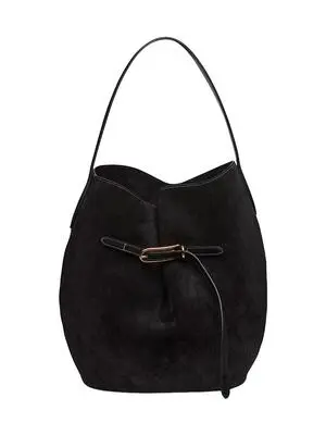 LIFFNER Large Suede Belted Bucket Bag - Black