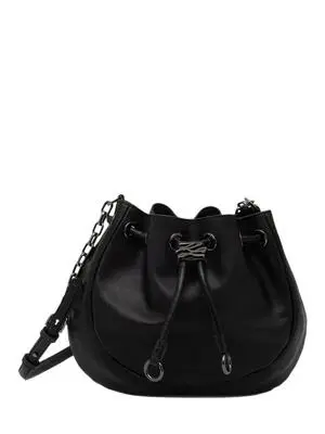 Karl Lagerfeld Logo-plaque Drawstring Bucket Bag - Black