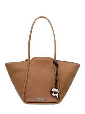 Karl Lagerfeld Logo-plaque Pebbled-effect Tote Bag - Brown