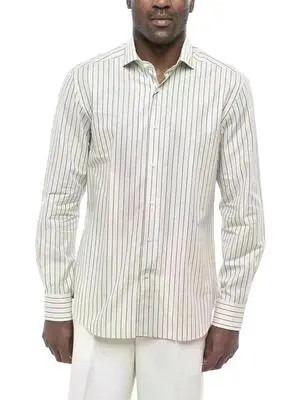 Corneliani Striped Cotton Shirt - Green