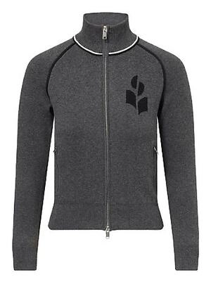Isabel Marant Étoile Lanya Intarsia-logo Knit Cardigan - Anthracite/black