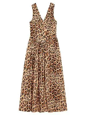 RO&ZO Alexis Leopard-print Cotton-sateen Midi Dress - Multi