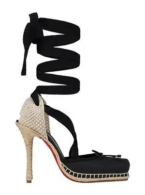 CHRISTIAN LOUBOUTIN Cassiadrilla 100 Woven Espadrille Heels - Black