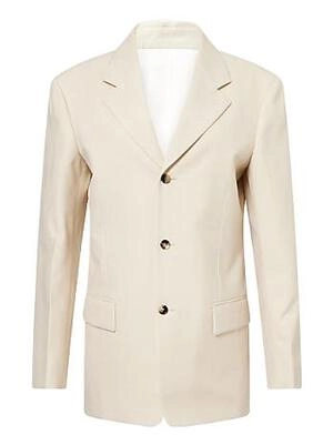 Bottega Veneta Pinstripe Single-breasted Wool And Cotton-blend Blazer - Beige/light Blue