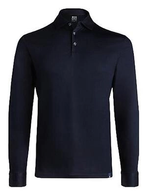 Boggi Milano Long-sleeve Supima-cotton Polo Shirt - Navy Blue