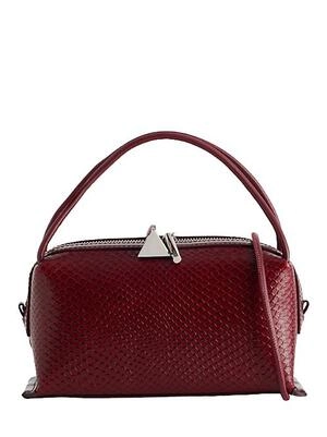 VERAFIED Café Mini Python-print Leather Shoulder Bag - Maroon