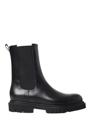 ANNA F. Leather Ankle Boots - Black