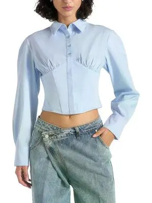 Manière De Voir Margot Corset Cotton Shirt - Blue