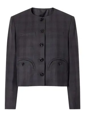 BLAZÉ MILANO Shamo Cropped Prince Of Wales Wool Bolero - Gray