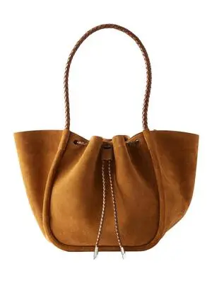 Proenza Schouler Large Leather-trimmed Ruched Suede Tote - Brown