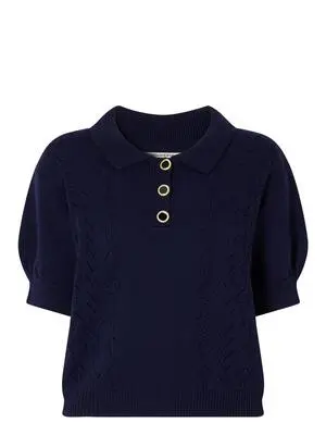 Alessandra Rich Wool Polo Shirt - Blue