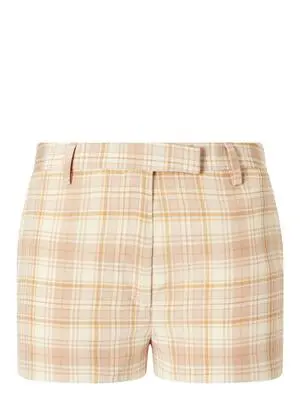 Alessandra Rich Checked Silk Shorts - Neutrals
