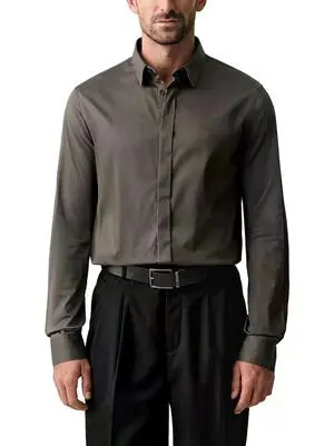 Armani Exchange Logo-embroidered Slim-fit Shirt - Grey