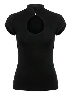 AXEL 113 Cut-out High Neck T-shirt - Black