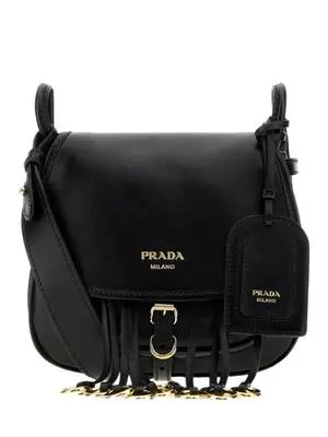 Prada Fringe-detail Leather Shoulder Bag - Black