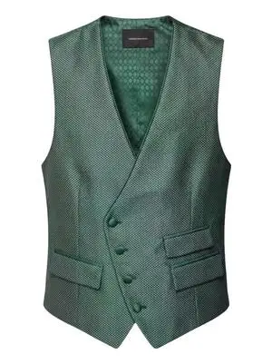 RAMON SANJURJO Micro-pattern Waistcoat - Green