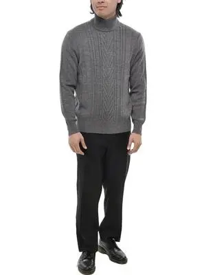 PAOLO PECORA Cable-knit Mock-neck Sweater - Grey