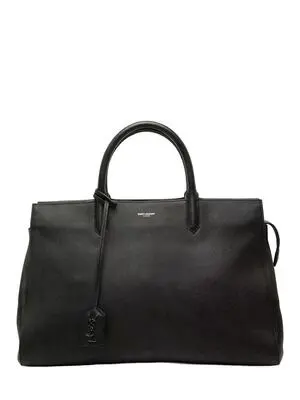 Saint Laurent 2015 Medium Grained Calfskin Cabas Rive Gauche Satchel - Black