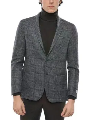 Corneliani Check-pattern Wool Blazer - Grey