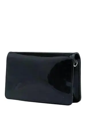 Miu Miu 2010-2026 Patent Crystal Embellished Logo Wallet On Chain Crossbody Bag - Black
