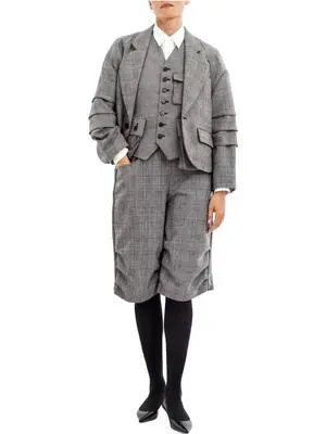 Comme Des Garçons Check Tiered-sleeve Jacket - Black